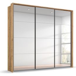 Schwebet&uuml;renschrank Rauch "Kleiderschrank Schrank Garderobe OTELI inkl. 3 Innenschubladen", braun (eiche artisan), B:211cm H:214cm T:68cm, Holzwerkstoff, Schr&auml;nke, Schwebet&uuml;renschrank, mit Spiegelfront und Passepartout optional mit Beleuchtung