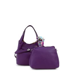 Schultertasche Harpa "MALU", Damen, Gr. B/H/T: 15cm x 22cm x 24,5cm, violett, Polyurethan (PU), unifarben, Taschen Schultertasche, mit dekorativem Schal