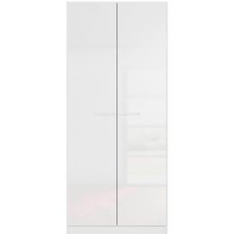 Dreht&uuml;renschrank Rauch "Kleiderschrank Schrank Garderobe TOPSELLER OTELI inkl. Inneneinteilung", wei&szlig; (alpinwei&szlig;, hochglanz wei&szlig;), B:91cm H:210cm T:54cm, Holzwerkstoff, Schr&auml;nke, Dreht&uuml;renschrank, mit zus&auml;tzlichen Einlegeb&ouml;den, optional mit Spiegel MADE IN GERMANY