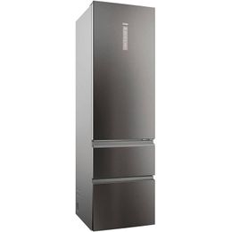 Haier K&uuml;hl-/Gefrierkombination "HTW5620CNMP", Energieeffizienz: C (A-G), silber (schwarz inox), B:59,5cm H:205cm T:66,7cm, K&uuml;hlschr&auml;nke, Humidity Zone: Obst, Gem&uuml;se und Salat 2x l&auml;nger frisch halten, Topseller