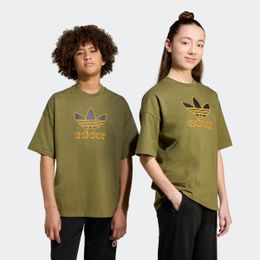 T-Shirt adidas originals "TEE", Jungen, Gr. 128, gr&uuml;n (focus olive), Obermaterial: 100% Baumwolle, normal, Rundhals, Shirts T-Shirt, lockerer und l&auml;ssiger Schnitt, f&uuml;r Kinder, mit gro&szlig;em Trefoil-Logo