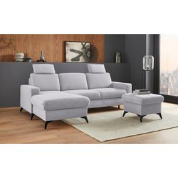 Ecksofa Home Affaire "Lolland L-Form", silber, B:250cm H:88cm T:162cm, Struktur impr&auml;gniert - feucht abwischbar (100% Polyester);Struktur Flausch (90% Polyester, 10% Polyamid);Luxus-Microfaser ALTARA NUBUCK (100% Polyester), Sofas, Ecksofa, Wahlweise mit Bettfunktion und Bettkasten, Federkern