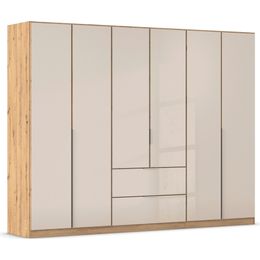 Dreht&uuml;renschrank OTTO HOME "Kleiderschrank Kleiderschr&auml;nke Schrank Garderobe AGORDO mit Glasfront", beige (eiche artisan, glas champagner), B:271cm H:210cm T:54cm, Holzwerkstoff, Schr&auml;nke, Dreht&uuml;renschrank, mit Au&szlig;enschubk&auml;sten, in 7 Breiten und 2 H&ouml;hen MADE IN GERMANY, Topseller