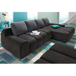 Ecksofa Home Affaire "Bono L-Form", schwarz (schwarz, grau), B:291cm H:90cm T:174cm, Luxus-Microfaser ALTARA NUBUCK (100% Polyester);Luxus-Microfaser ALTARA NUBUCK (100% Polyester);Samtstruktur (95% Polyester, 5% Polyamid), Sofas, Ecksofa, wahlweise mit Bettfunktion
