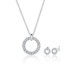 Schmuckset Elli "Kreis mit Kristallen von Swarovski 925 Silber", silber, Schmuck_Sets, Damen, onesize,mit Stein, Silber 925 (Sterlingsilber), Schmuckset