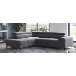 Ecksofa COTTA "Aura L-Form, B: 260 cm", schwarz (coal), B:260cm T:210cm, Sofas, Ecksofa, mit Bettfunktion, Bettkasten & Kopfteilverstellung, Topseller