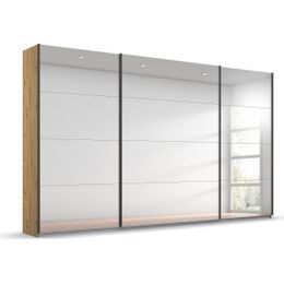 Schwebet&uuml;renschrank Rauch "Kleiderschrank Schrank Garderobe W&auml;scheschrank Ankleide OTELI", braun (eiche artisan), B:315cm H:229cm T:62cm, Holzwerkstoff, Schr&auml;nke, Schwebet&uuml;renschrank, mit Spiegelfront, inkl. W&auml;scheeinteilung mit 3 Innenschubladen