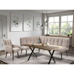 Eckbank exxpo - SOFA FASHION "Mocca Essbank, Sitzbank", beige, B:240cm H:94cm T:161cm, Sitzb&auml;nke, Eckbank, hoher Sitzkomfort, bequem und elegant, hochwertige Detailverarbeitung
