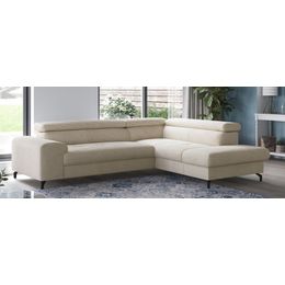 Ecksofa COTTA "Aura L-Form, B: 260 cm", wei&szlig; (ivory), B:260cm T:210cm, Sofas, Ecksofa, mit Bettfunktion, Bettkasten & Kopfteilverstellung, Topseller