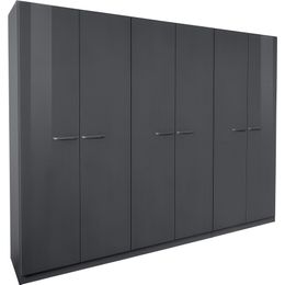 Dreht&uuml;renschrank Rauch "Kleiderschrank Schrank Garderobe TOPSELLER OTELI inkl. Inneneinteilung", grau (graumetallic, hochglanz effektgrau), B:271cm H:210cm T:54cm, Holzwerkstoff, Schr&auml;nke, Dreht&uuml;renschrank, mit zus&auml;tzlichen Einlegeb&ouml;den, optional mit Spiegel MADE IN GERMANY, Topseller