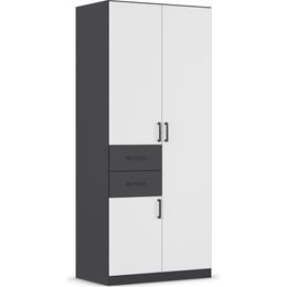 Dreht&uuml;renschrank Rauch "Kleiderschrank Schrank Garderobe MAIKA mit Dekor-Front", grau (graumetallic, alpinwei&szlig;), B:91cm H:210cm T:54cm, Holzwerkstoff, Schr&auml;nke, Dreht&uuml;renschrank, 2 Schubladen, in verschiedenen Breiten, H&ouml;hen, Farben, MADE IN GERMANY