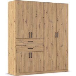 Dreht&uuml;renschrank Rauch "Kleiderschrank Schrank Garderobe MAIKA mit Dekor-Front", braun (eiche artisan), B:181cm H:210cm T:54cm, Holzwerkstoff, Schr&auml;nke, Dreht&uuml;renschrank, 2 Schubladen, in verschiedenen Breiten, H&ouml;hen, Farben, MADE IN GERMANY