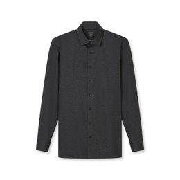 Businesshemd OLYMP "OLYMP Luxor 24/Seven, modern fit, New Kent", Herren, Gr. 39, Normaler Arm, anthrazit, 92% Baumwolle, 8% Elasthan, Hemden