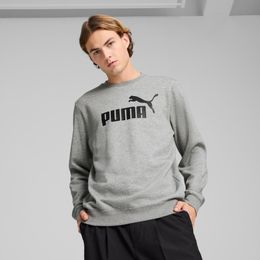Langarmshirt Puma "ESS NO. 1 LOGO CREW FL", Herren, Gr. L, grau (medium gray heather), Fleece, Obermaterial: 66% Baumwolle, 34% Polyester, bedruckt, regular fit normal, Rundhals, Shirts Langarmshirt, regul&auml;re Passform, Rundhalsausschnitt, gerippte B&uuml;ndchen und Saum