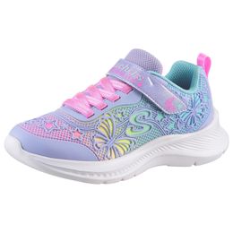 Sneaker Skechers "JUMPSTERS 2.0", M&auml;dchen, Gr. 30, bunt (lavendel, multi), Synthetik, Textil, kontrastfarbene Details, Schuhe Sneaker, Klettschuh, mit wasserabw. Funktion, Gr&ouml;&szlig;enschablone zum Download