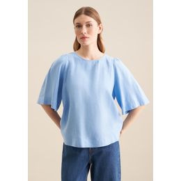 Shirtbluse Seidensticker "Schwarze Rose", Damen, Gr. S(36), blau (hellblau), 100% Leinen, unifarben, regular fit, Rundhals, Blusen, 1/2 Rundhals Uni