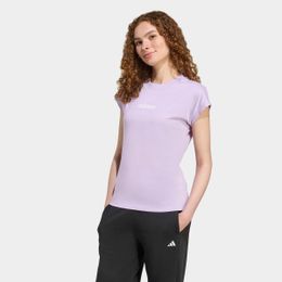 T-Shirt adidas Sportswear "W LIN SJ T", Damen, Gr. L, powder plum, wei&szlig;, Obermaterial: 100% Baumwolle, normal, Rundhals, Shirts T-Shirt, sportlicher Stil, Kurzarm, ohne Verschluss, aus Baumwolle