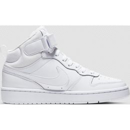 Sneaker Nike Sportswear "Court Borough Mid 2 (GS)", M&auml;dchen, Gr. 36,5, wei&szlig; (wei&szlig; wei&szlig;, wei&szlig;), Leder, Synthetik, unifarben, Schuhe Sneaker, Design auf den Spuren des Air Force 1