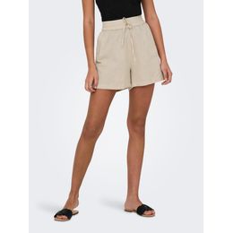 Shorts Only "ONLTIZANA STRING COTTON SHORTS WVN", Damen, Gr. XS (34), N-Gr, beige (silber lining), Web, Obermaterial: 100% Baumwolle, unifarben, loose fit kurz, Hosen Shorts, Baumwolle, loose fit