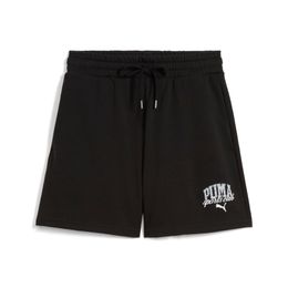 Trainingsshorts Puma "CLASS SHORTS 5" TR", Damen, Gr. L, N-Gr, schwarz (Puma schwarz), Sweatware, Obermaterial: 68% Baumwolle, 32% Polyester, bedruckt, regular fit kurz, Hosen, mit grafischem Gummidruck, mit Seitennahttaschen, Regular Fit