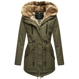 Winterjacke Navahoo "Diamond", Damen, Gr. M, gr&uuml;n, Obermaterial: 100% Baumwolle; Innenseite: 100% Polyester; Fellimitat: 100% Polyacryl, Jacken Winterjacke, Designer Winterjacke mit Teddyfell gef&uuml;ttert