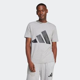 T-Shirt adidas Sportswear "M BL SJ T", Herren, Gr. L, grau (medium grau heather, schwarz), Obermaterial: 100% Baumwolle, normal, Rundhals, Shirts T-Shirt, klassische Silhouette, mit Rundhalsausschnitt