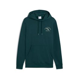 Kapuzensweatshirt Puma "CLASS GRAPHIC HOODIE FL", Herren, Gr. M, gr&uuml;n terrain, Fleece, Obermaterial: 66% Baumwolle, 34% Polyester, unifarben, regular fit normal, Rundhals, angesetztes B&uuml;ndchen, Sweatshirts, mit Kapuze, mit K&auml;ngurutasche, mit Print-Applikationen, Regular Fit