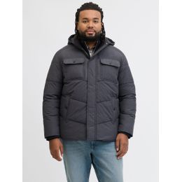 Jack & Jones PlusSize Steppjacke "JJMORGAN PUFFER JACKET PLS", Damen, Gr. 4XL, grau (dunkelgrau melange), Web, Obermaterial: 100% Polyester, JACK & JONES PLUSSIZE, unifarben, regular fit normal, Jacken Steppjacke