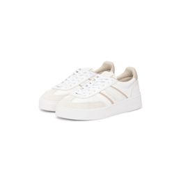 Tommy Jeans Damen Plateausneaker "THE GREENWICH EDGE FLATFORM", Gr. 37beige, hellbraun, Leder, Lederimitat, Veloursleder, Schuhe, Freizeitschuh,