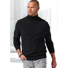 H.I.S. Rollkragenpullover H.I.S, Herren, Gr. S (44/46), schwarz, Strick, Obermaterial: 50% Baumwolle, 50% Polyacryl, unifarben, regular fit, Rundhals, B&uuml;ndchen, Pullover Rollkragenpullover, Strickpullover in modischer Struktur