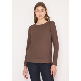 Langarmshirt Cecil, Damen, Gr. L (42), urban taupe, Stoff, 59% Viskose, 38% Polyester, 3% Elasthan, unifarben, normal normal, Rundhals, abgesteppt, Shirts Langarmshirt, mit Struktur
