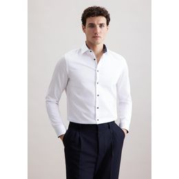 Businesshemd Seidensticker "Schwarze Rose", Herren, Gr. L (42), normale &Auml;rmell&auml;ngen, wei&szlig;, 100% Baumwolle, unifarben, skinny fit, 2-Knopf-Manschette, Hemden, X-Slim 1/1 Kentkragen Uni