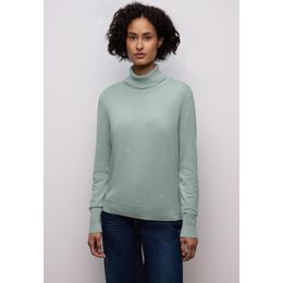 Rollkragenpullover Street One, Damen, Gr. 34, nile blau, Stoff, 71% Viskose, 29% Nylon, unifarben, comfort fit normal, hoch geschlossener Ausschnitt, B&uuml;ndchen, Pullover Rollkragenpullover, mit Strick-Detail