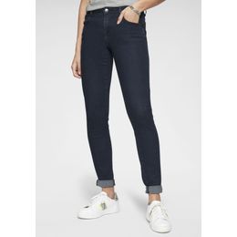 Skinny-fit-Jeans Tamaris, Damen, Gr. 34, N-Gr, blau (rinsed washe), Denim/Jeans, Obermaterial: 74% Baumwolle, 24% Polyester, 2% Elasthan, skinny fit lang, Jeans, schmale Beinweite, mit G&uuml;rtelschlaufenbund, mit Metallrei&szlig;verschluss