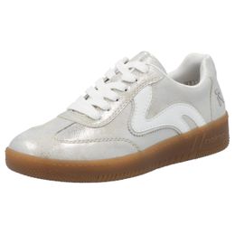 Plateausneaker RIEKER SPORT, Damen, Gr. 39, bunt (silberfarben, wei&szlig;), Lederimitat, Schuhe Plateausneaker, Freizeitschuh, Halbschuh, Schn&uuml;rschuh in veganer Verarbeitung