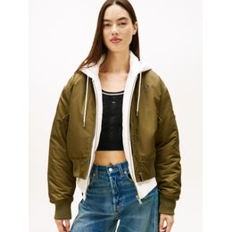 Bomberjacke Tommy Jeans "TJW ESSENTIAL BOMBER JACKET", Damen, Gr. XL (42), tundra olive, Web, Obermaterial: 100% Nylon, unifarben, regular fit, Rippb&uuml;ndchen, Jacken Bomberjacke, Mit Rei&szlig;verschlusstaschen an den &Auml;rmeln
