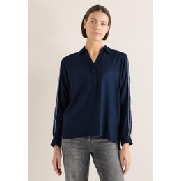 Langarmbluse Cecil, Damen, Gr. XS (36), universal blau, Stoff, 100% Viskose, unifarben, klassisch normal, V-Ausschnitt, B&uuml;ndchen, Blusen, mit Knopf Details