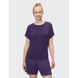 T-Shirt Venice Beach "T-SHIRT EILEEN", Damen, Gr. L (42), lila (eggplant), Obermaterial: 95% Modal, 5% Elasthan, Rundhals, Shirts T-Shirt, sportlicher Schnitt, f&uuml;r Freizeit und sportliche Aktivit&auml;ten