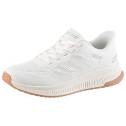Slip-On Sneaker Skechers "BOBS SQUAD 4", Damen, Gr. 41, wei&szlig;, Mesh, Synthetik, Schuhe, Slipper, Freizeitschuh, Halbschuh mit Memory Foam