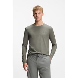 Langarmshirt BOSS Orange "Tacks", Herren, Gr. M, open grau076, Single Jersey, Obermaterial: 100% Baumwolle, regular fit normal, Rundhals, eingesetzt normaler Saum, Shirts Langarmshirt, mit Markenlogo auf der Brust