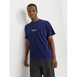 Jack & Jones Rundhalsshirt JACK & JONES "JORVESTERBRO TEE SS CREW NECK NOOS", Herren, Gr. XXL, blau (ocean cavern), Jersey, Obermaterial: 100% Baumwolle, bedruckt, relaxed fit normal, Rundhals, Shirts Rundhalsshirt