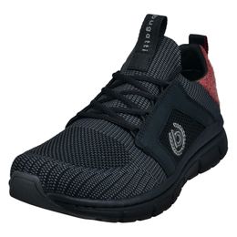 Sneaker Bugatti, Herren, Gr. 40, schwarz, Textil, Schuhe Sneaker, Schn&uuml;rschuh, Halbschuh, Freizeitschuh, Kontrastbesatz an der Ferse