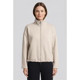 Sweatjacke RICHROYAL, Damen, Gr. L, wei&szlig; stone, Sweatware, Obermaterial: 45% Viskose, 44% Polyester, 11% Elasthan, normal, Sweatjacken Sweatjacke, Tunnelzug-Saum, Stehkragen, regular fit