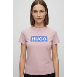 T-Shirt HUGO BLUE "Classic V", Damen, Gr. L (40), light, pastel pink 681, Single Jersey, Obermaterial: 100% Baumwolle, unifarben, regular fit normal, V-Ausschnitt, eingesetzt normaler Saum, Shirts T-Shirt, mit Logo, V-Ausschnitt
