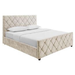 Riess Ambiente riess-ambiente Boxbett ELYSIUM 180x200cm champagner beige Samt mit Stauraum