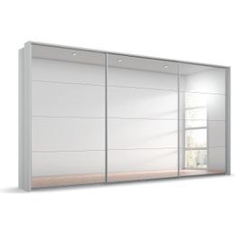 Schwebet&uuml;renschrank Rauch "Kleiderschrank Schrank Garderobe OTELI inkl. 3 Innenschubladen", grau (seidengrau), B:368cm H:233cm T:68cm, Holzwerkstoff, Schr&auml;nke, Schwebet&uuml;renschrank, mit Spiegelfront und Passepartout optional mit Beleuchtung