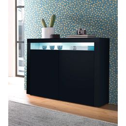 borchardt M&ouml;bel Highboard BORCHARDT M&Ouml;BEL "Santa Fe", schwarz (schwarz matt mit perlstruktur), B:107cm H:89cm T:35cm, Holzwerkstoff, Spanplatte, Sideboards, Highboard, Breite 107 cm
