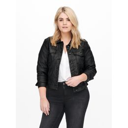 Lederimitatjacke Only CARMAKOMA "CARWESPA LIFE COATED DNM JACKET", Damen, Gr. 44, schwarz detail:coated, Web, Obermaterial: 77% Viskose, 20% Nylon, 3% Elasthan, unifarben, Jacken
