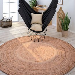 Teppich Paco Home "Viborg 595", beige (natur), H:13mm &Oslash;:120cm, Jute, Teppiche, Teppich, Jute, Modern, Boho, Handgefertigter Natur-Teppich