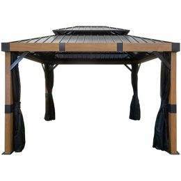 Pavillon Sojag "Fontana 10x12 Wood", braun, B/H/T: 365cm x 310cm x 300cm, Pavillons, BxT: 365x300 cm